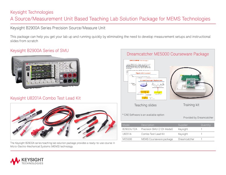 A Source/Measurement Unit Based Teaching Lab Solution Package for MEMS Technologies PDF Asset ...